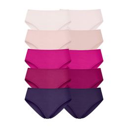 Petite Fleur Damen Petite Fleur Jazz-Pants Slips 10er-Pack, aus elastischer Baumwolle lila 32/34