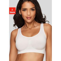Petite Fleur Damen Petite Fleur Bralette-BH Packung, 2 St&uuml;ck, SEAMLESS ohne B&uuml;gel aus weichem Microtouchmaterial wei&szlig; S (36/38), N-Gr