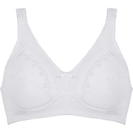 Naturana Damen B&uuml;gelloser BH &raquo;Soft Cup&laquo; feminin, bequem, elastisch, breite Tr&auml;ger, ohne B&uuml;gel wei&szlig; 100, Cup D