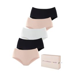 Lascana Damen Lascana Taillenslip 5er-Pack, aus Baumwolle, mit sch&ouml;ner Aufbewahrungsbox beige 36/38