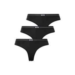 BOSS Damen BOSS String &raquo;3P THONG&laquo; Packung, 3er, 3 Stk. mit BOSS Logobund schwarz XL (42), 3 Stk.