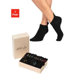 Lascana Damen Lascana Sneakersocken Box, Box, 7 Stk. tlg. mit kleiner Stickerei schwarz 35-38