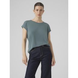V&eacute;ro Moda Vero Moda Damen Rundhalsshirt &raquo;VMAVA PLAIN SS TOP GAJRS NOOS&laquo; Materialmix, regular fit blau XS