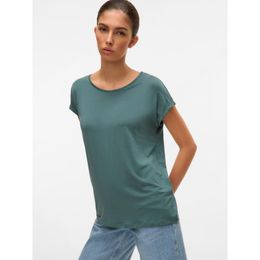 V&eacute;ro Moda Vero Moda Damen Rundhalsshirt &raquo;VMAVA PLAIN SS TOP GAJRS NOOS&laquo; Materialmix, regular fit blau XS