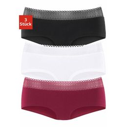 s.Oliver Damen s.Oliver Panty 3er-Pack, aus elastischer Baumwoll-Qualit&auml;t mit grafischer Spitze rot 32/34