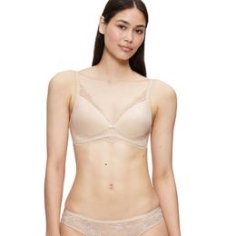 Triumph Damen B&uuml;gelloser BH &raquo;Amourette Charm&laquo; Stretch-Spitze, tiefer V-Ausschnitt, weich, leichte Polsterung beige 80, Cup D