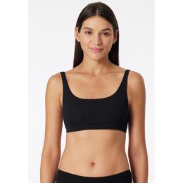 Schiesser Damen Bustier &raquo;Pure Rib&laquo; sanft st&uuml;tzendes Unterbrustband, Doppelripp-Qualti&auml;t, elastisch schwarz 40, N-Gr