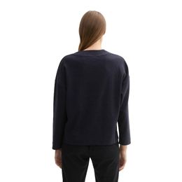 Tom Tailor Damen Tom Tailor Sweatshirt, mit Struktur und V-Ausschnitt blau XL (42)