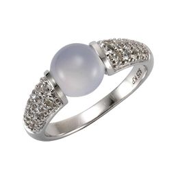 JAMELLI Damen Fingerring &raquo;925 Silber rhod. Chalcedon und Wei&szlig;topas&laquo; wei&szlig;