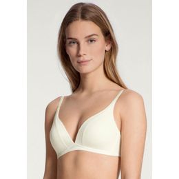 Calida Damen Calida Triangel-BH &raquo;Cate&laquo; Satinblende, ohne B&uuml;gel, Single-Jersey Qualit&auml;t, elastisch, weich beige 80, Cup A