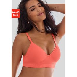 Lascana Damen Lascana Push-up-BH &raquo;COMFY BRA&laquo; ohne B&uuml;gel aus weicher Baumwollqualit&auml;t, Basic Dessous orange 70, Cup D