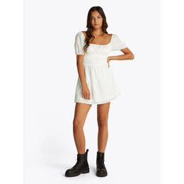 Tommy Jeans Damen Babydollkleid &raquo;TJW COTTON VOILE MINI DRESS EXT&laquo; in Mini-L&auml;nge, mit Raffungen beige L (40), N-Gr