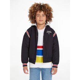Tommy Hilfiger Bomberjacke &raquo;TH LOGO BOMBER JACKET&laquo; mitKapuze mit Logostickerei auf der Brust desert sky 14 14 Bomberjacke mit Brandstreifen von...
