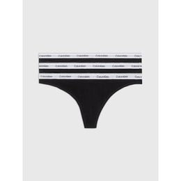 Calvin Klein Underwear Damen Tanga &raquo;3 PACK THONG (LOW-RISE)&laquo; 3 Stk. String low waist mit Logobund schwarz L (40), 3 Stk.