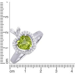 Firetti Damen Fingerring &raquo;Schmuck Geschenk Silber 925 Damenring Ring Apfel Herz&laquo; mit Peridot, Zirkonia (synth.) gr&uuml;n