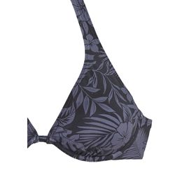 Venice Beach Damen B&uuml;gel-Bikini-Top &raquo;Moloka&laquo; mit tropischem Print schwarz 36, Cup F