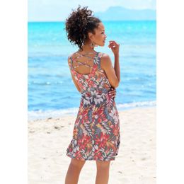 Lascana Damen Lascana Strandkleid mit Zierb&auml;ndern hinten grau 44, N-Gr