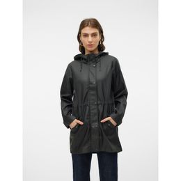 V&eacute;ro Moda Vero Moda Damen Regenjacke &raquo;VMMALOU COATED JACKET&laquo; mit Kapuze Lederimitat schwarz L