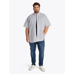 Tommy Hilfiger Big & Tall Tommy Hilfiger Big & Tall Herren Kurzarmhemd &raquo;BT-LINEN BLEND MPRINT&laquo; mit Allover-Print, Gro&szlig;e Gr&ouml;&szlig;en wei&szlig; XXL, N-Gr