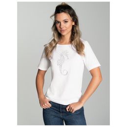 TRIGEMA Damen T-Shirt &raquo;TRIGEMA T-Shirt mit Seepferdchen-Print aus Strasssteinchen&laquo; 1 Stk. wei&szlig; XXL