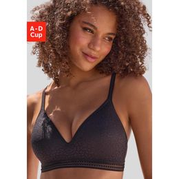 Lascana Damen Lascana Bralette-BH &raquo;Freya&laquo; ohne B&uuml;gel mit eingearbeitetem Push-up Kissen, Dessous schwarz 80, Cup D