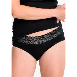 Speidel Damen H&uuml;ftslip &raquo;Natalie&laquo; Packung, 3er Pack, 3 bequem, dekorativ, weich, elastisch, mit Spitze, Baumwolle schwarz 46, 3