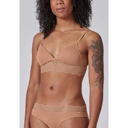 Skiny Damen Soft-BH &raquo;Bamboo Lace&laquo; herausnehmbare Pads, ohne B&uuml;gel, weich, bequem, elastisch braun 40, Cup C/D