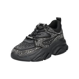 Steve Madden Schn&uuml;rschuh &raquo;Sneaker Lederimitat/Mesh&laquo; Schwarz/Silber 36 36 Verschluss: Schn&uuml;rung