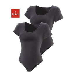 Vivance Damen T-Shirt-Body 2er-Pack, aus elastischer Baumwoll-Qualit&auml;t schwarz 40/42, N-Gr