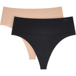 Triumph Damen String &raquo;Soft Sculpt&laquo; 2er Pack, mit hohem Beinausschnitt, formend, medium Shape-Effekt, flache N&auml;hte schwarz 44