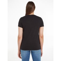 Tommy Hilfiger Damen T-Shirt &raquo;HERITAGE CREW NECK GRAPHIC TEE&laquo; mit Script Logo-Schriftzug & Logo-Flag am Saum schwarz XXS (32)