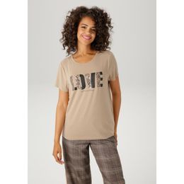 Aniston Casual Damen Aniston CASUAL T-Shirt mit Folienprint verzierter "LOVE"-Schriftzug 36
