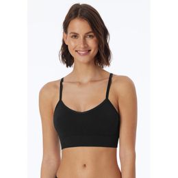 Schiesser Damen Bustier &raquo;Casual Seamless&laquo; ohne st&ouml;rende Seitenn&auml;hte, herausnehmbare Pads, elastisch schwarz XL, N-Gr