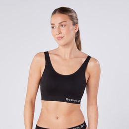Reebok Damen Bustier &raquo;KIRA&laquo; breite Tr&auml;ger, ohne Verschluss, bequem, basic, ohne B&uuml;gel, mit Logo schwarz XS (34), N-Gr