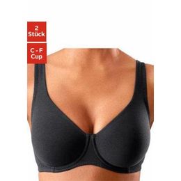 Petite Fleur Minimizer-BH Packung, 2 St&uuml;ck, mit B&uuml;gel aus Baumwolle schwarz 80, Cup D Minimizer-BH