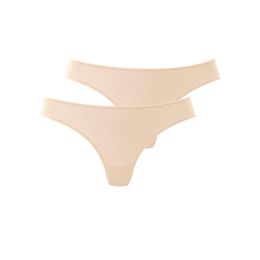 Lascana Damen Lascana String 2er-Pack, aus weicher und hoch elastischer Microfaser beige 32/34