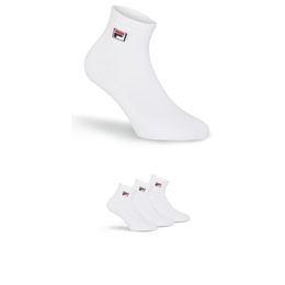 Fila Damen Kurzsocken &raquo;UNISEX QUARTER PLAIN SOCKS&laquo; 3 Paar tlg. mit eingestrickem Logo wei&szlig; 43-46