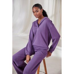 French Connection Damen Hoodie, mit V-Ausschnitt und breitem Kragen, Loungewear lila 32/34