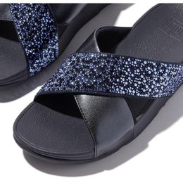fitflop Damen Pantolette &raquo;LULU CRYSTAL&laquo; , Plateauschuh, Slides mit trendigen Glitzerdetails blau 37
