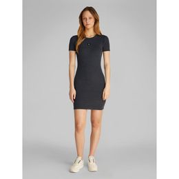 Calvin Klein Jeans Damen Shirtkleid &raquo;WASHED WOVEN LABEL RIB DRESS&laquo; in gewaschener Optik schwarz XS (34), N-Gr