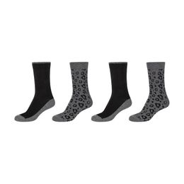 Camano Damen Socken &raquo;ca-soft&laquo; 4 Paar tlg. Leopard Socks, Piqu&eacute;-Bund, verst&auml;rkte Ferse und Spitze beige 35-38