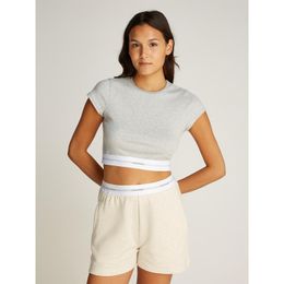 Calvin Klein Underwear Damen T-Shirt &raquo;RIB CROP TEE&laquo; mit extra kurzem Schnitt grau M (38)