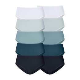 Petite Fleur Damen Petite Fleur H&uuml;ftslip 10er-Pack, aus elastischer Baumwolle blau 32/34