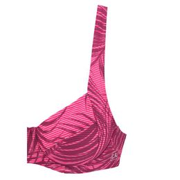 active by Lascana Lascana Active Damen LASCANA ACTIVE B&uuml;gel-Bikini-Top &raquo;Coal&laquo; im Mustermix aus Palmen und Streifen rot 42, Cup F