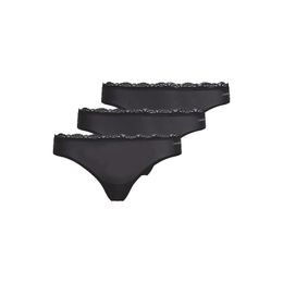 Calvin Klein Underwear Damen String &raquo;THONG 3PK&laquo; Packung, 3er-Pack, 3 Stk. mit Spitze am Bund schwarz XS (34), 3 Stk.