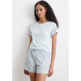 Marc O'Polo Marc O'polo Damen Marc O'Polo Pyjamaoberteil &raquo;Mix & Match Cotton&laquo; Kurzarm, Rundhalsausschnitt, Baumwolle blau L