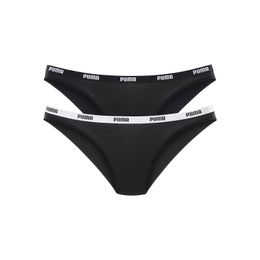 Puma Damen Puma Bikinislip &raquo;Iconic&laquo; Packung, 2er-Pack, mit schmalem Logo-Webb&uuml;ndchen schwarz S