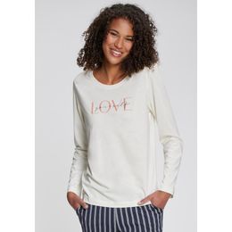 Vivance Dreams Damen Longsleeve mit sch&ouml;nem Frontprint wei&szlig; 36/38