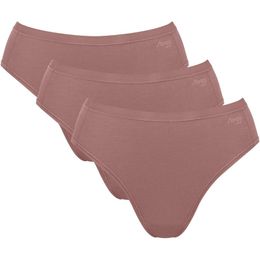 Sloggi Damen Sloggi Tai-Slip &raquo;GO Daily Cotton&laquo; 3er Pack, Glanz-Effekt Details, hoher Beinausschnitt, weich, elastisch braun XS