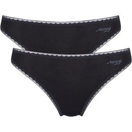 Sloggi Damen Sloggi Taillenslip &raquo;GO&laquo; 2er Pack, zarte Spitzendetails, weich, Baumwollmischung, Single Jersey schwarz XL
